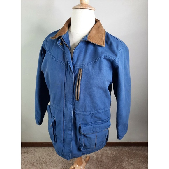 Cabela's | Jackets & Coats | Vintage Cabelas Women Large Blue Chore Barn Jacket Coat Blanket ...